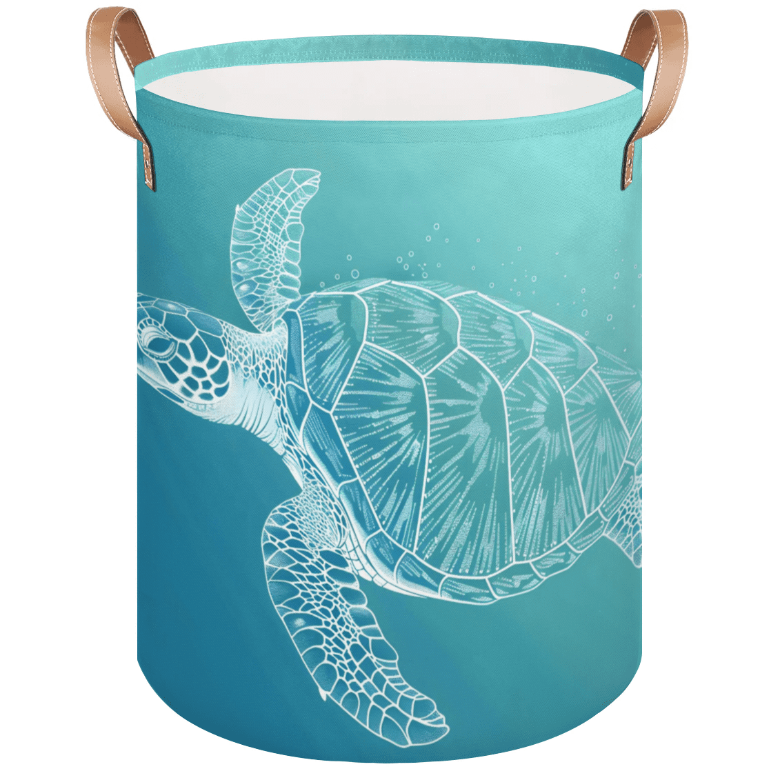 Qzaxky Sea Turtle Teal Laundry Basket Organizer Foldable Tall Large ...