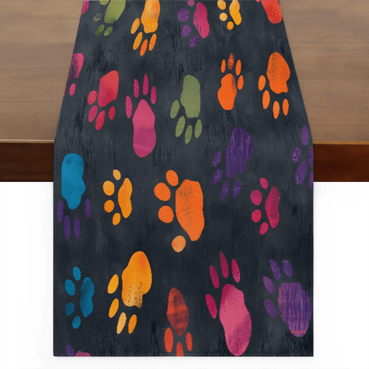 Qzaxky Table Runner Boho Table Runner Lovely Dog Paw Prints Bohemian ...