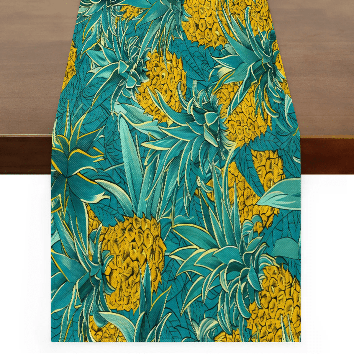 Qzaxky Table Runner Boho Table Runner Pineapple Tropical Leaves ...