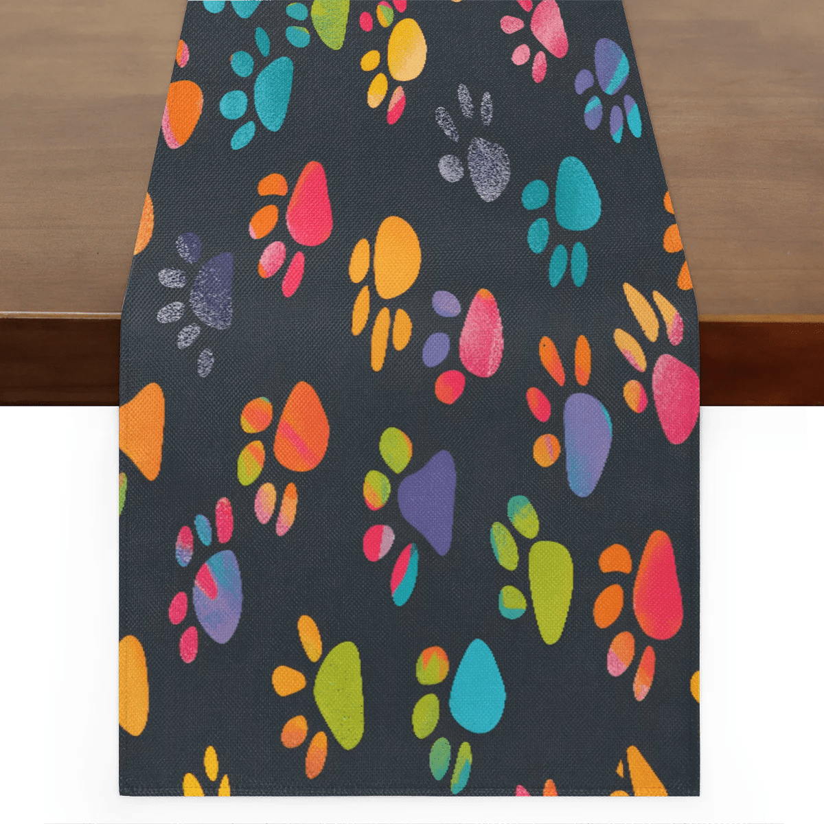 Qzaxky Table Runner Boho Table Runner Puppy Paw Print Footprint ...