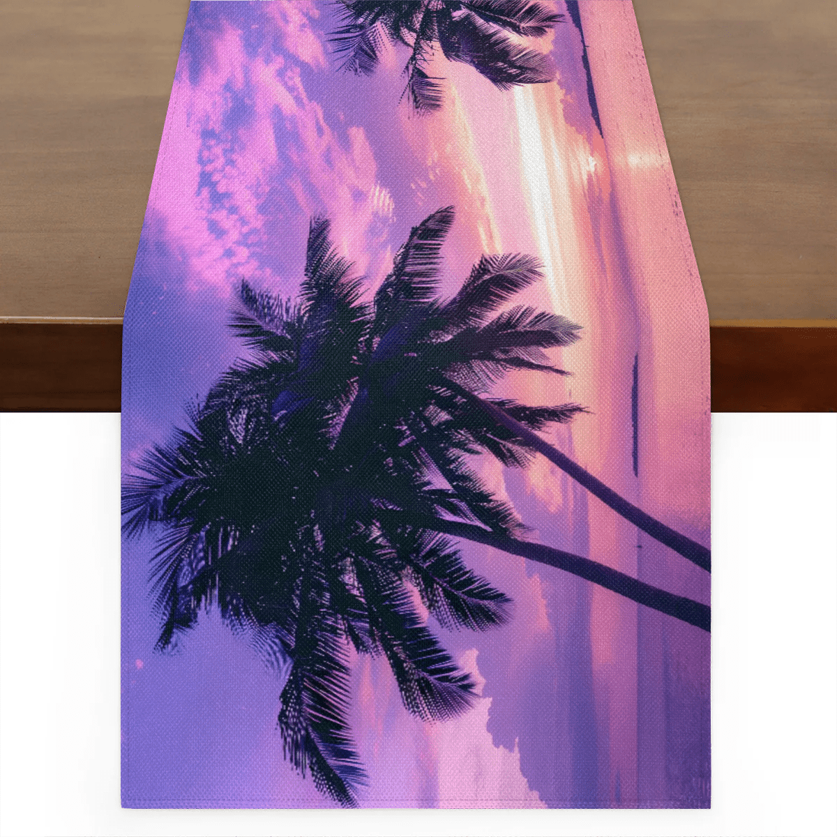Qzaxky Table Runner Boho Table Runner Tropical Summer Beach Palm Tree ...
