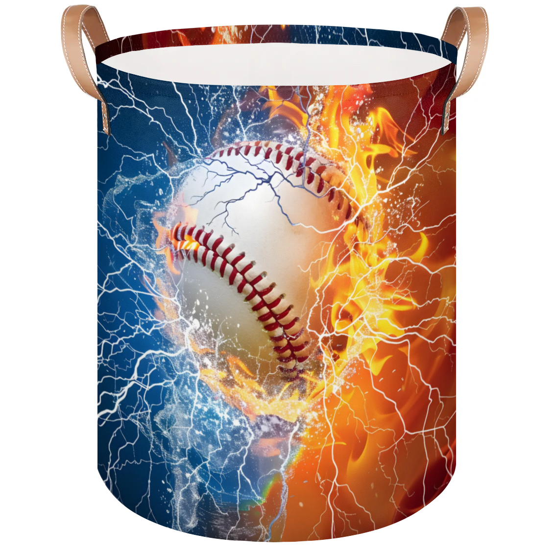 Qzaxky Water Fire Baseball Sports Laundry Basket Organizer Foldable ...