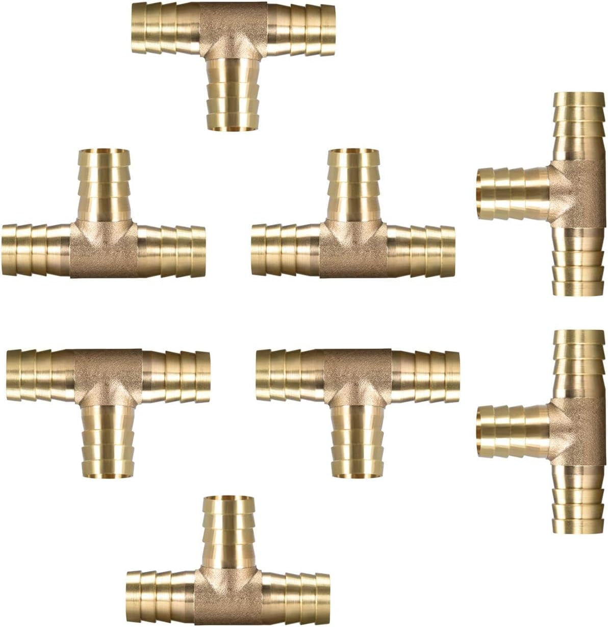Qzbhct 8 Pcs 5/8" ID Brass Hose Tee Fitting Metals Y-Shaped 3 Ways Barb ...