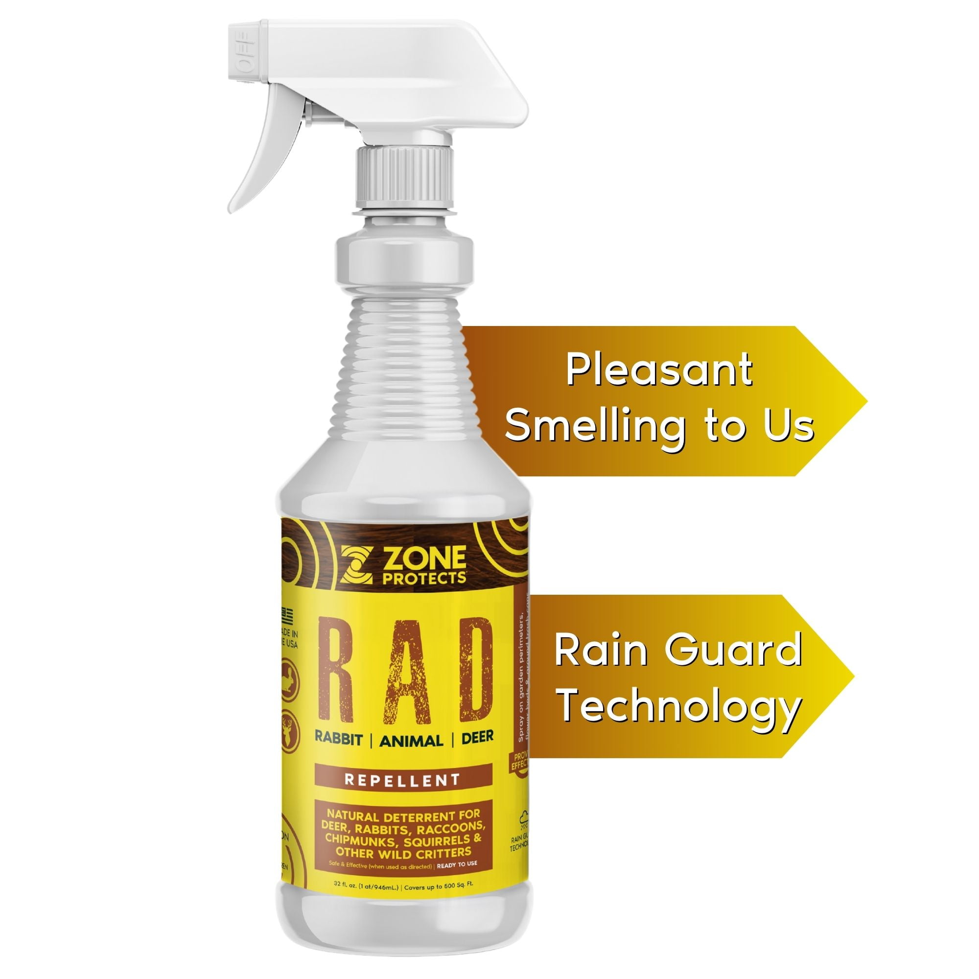 R.A.D. Rabbit, Animal, Deer Repellent Spray, 32oz; All-Natural Highly ...