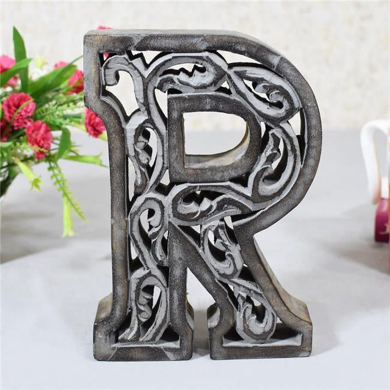 R Alphabet Handmade Letter Block Eco-Friendly Wall Decor, Grey Antique ...
