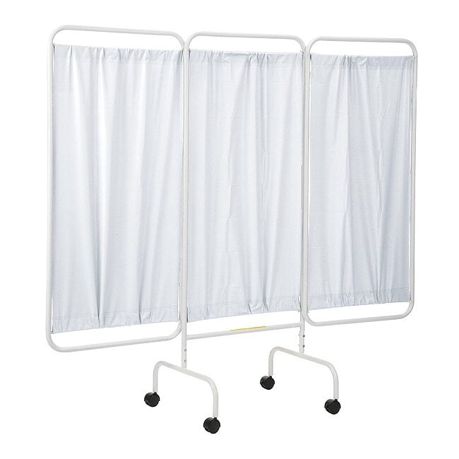 R&B Wire Products Three Panel Mobile Medical Privacy Screen with White ...