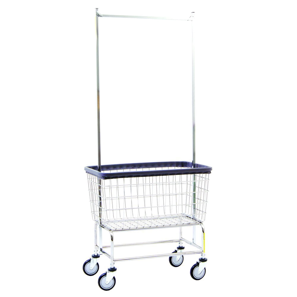 R&B Wire Products Wire Utility Cart with Double Pole Rack, 4.5 Bushel ...