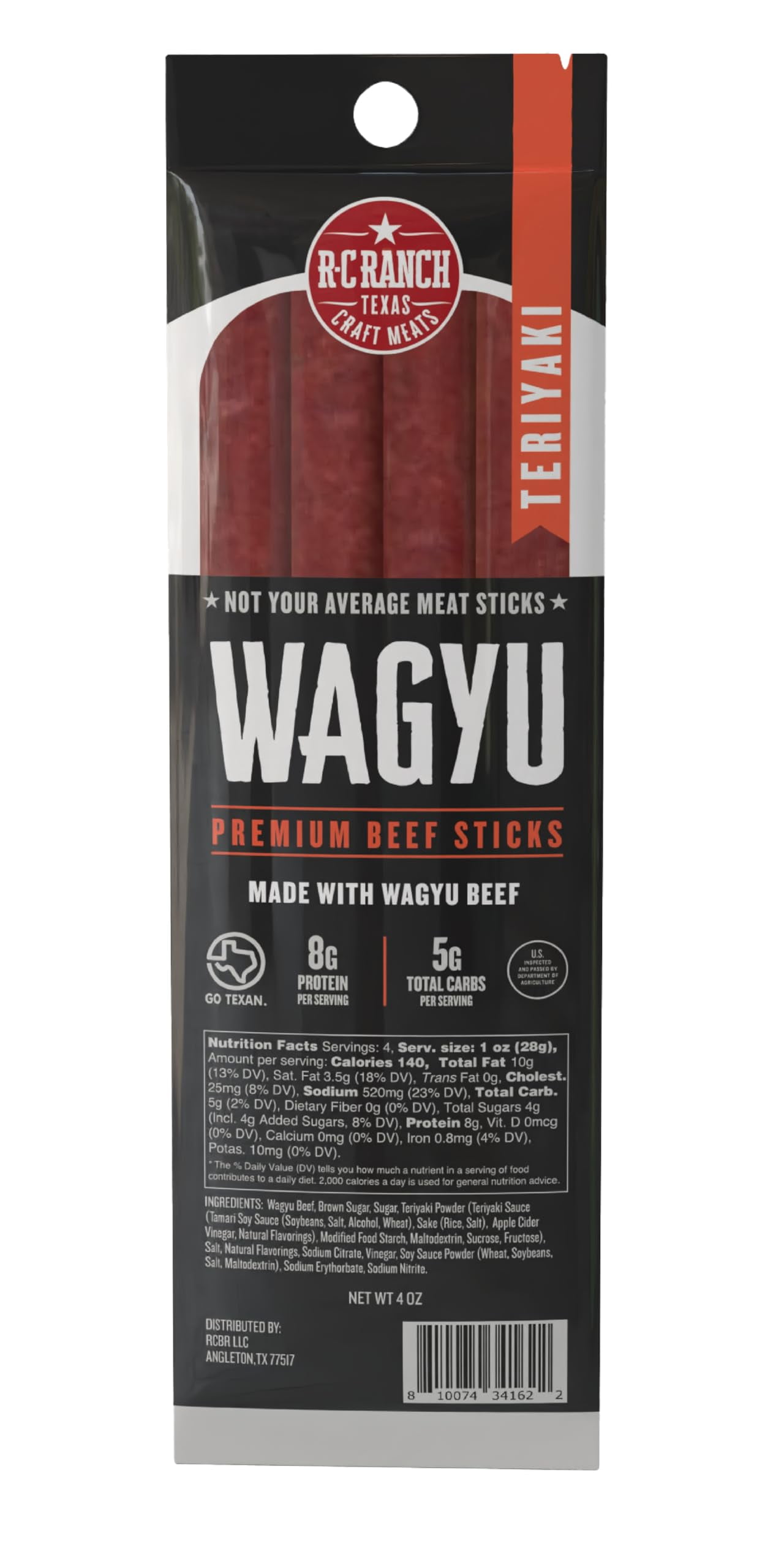R-C Ranch - Wagyu Premium HYZ01 Beef Stick - Teriyaki 4/1oz Sticks ...
