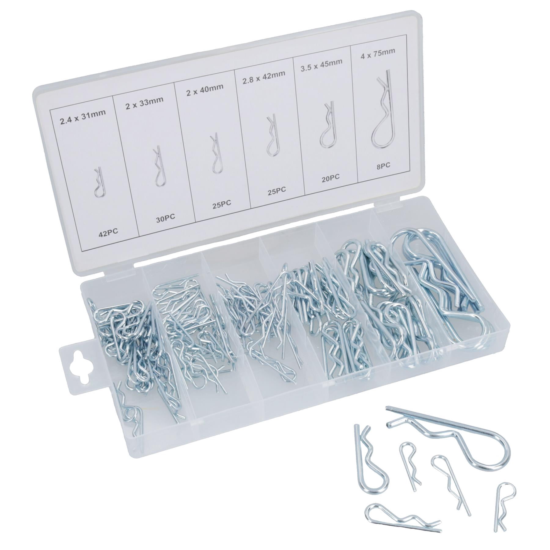 R Clips Hair Pin Hitch Lynch Cotter Assortment Kit 150pc AST07 ...