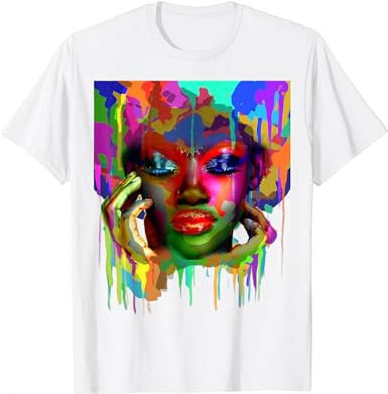 R Cool African Woman Afro Color Painted Face T-Shirt - Walmart.com
