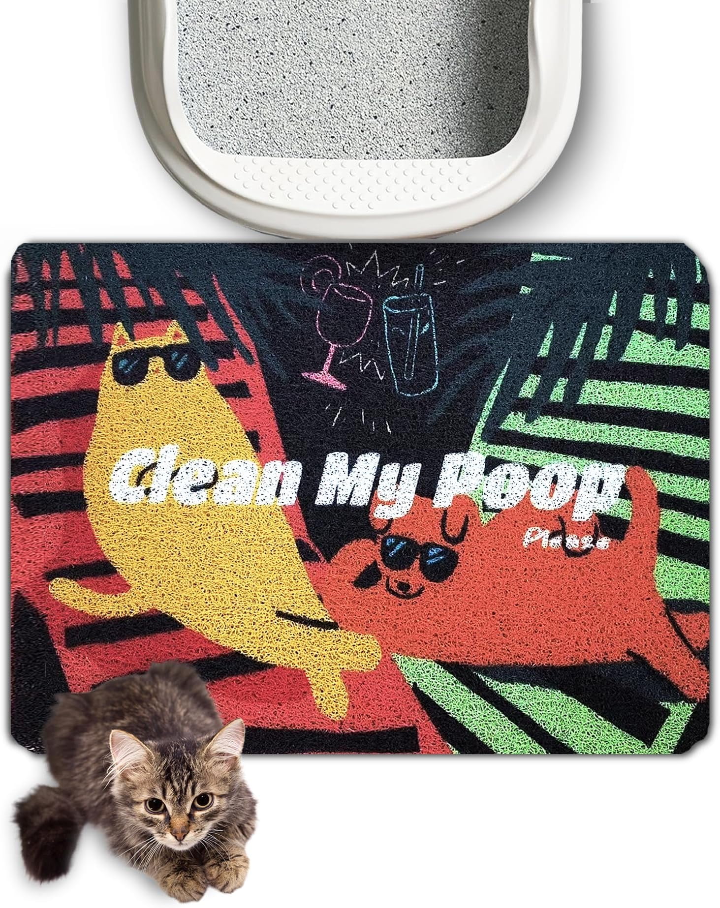 (R) Cute Litter Mat (24''x16''), for Kitty Litter & Litter Box ...