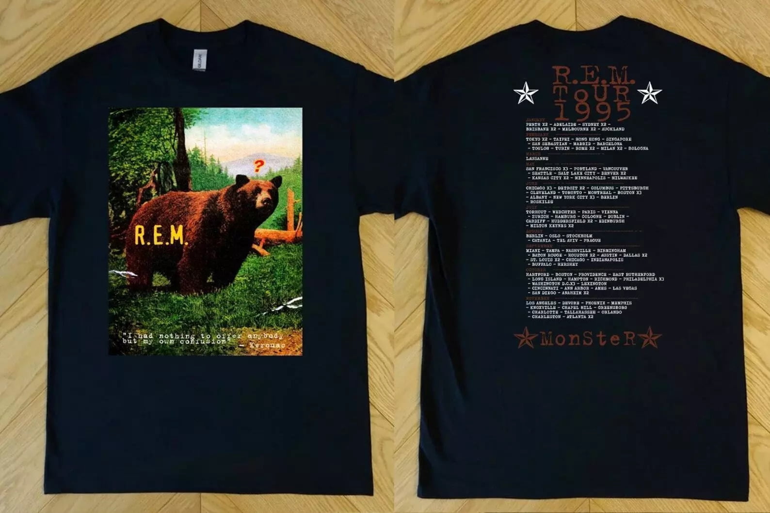 R.E.M. Bear Nature MonSteR Concert Tour 1995 T-Shirt, 90s Rem Tour ...