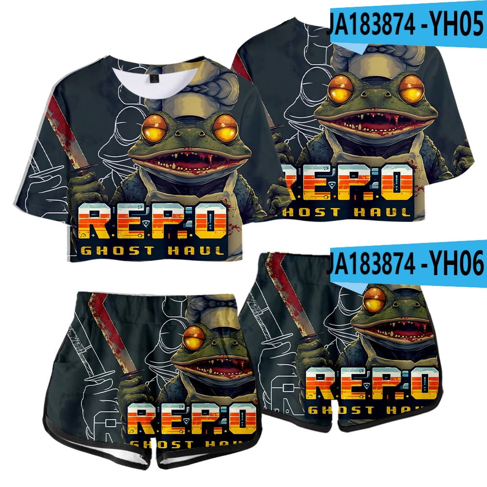 R.E.P.O 3D Printed Crop Top and Shorts Set Summer repo - Walmart.com