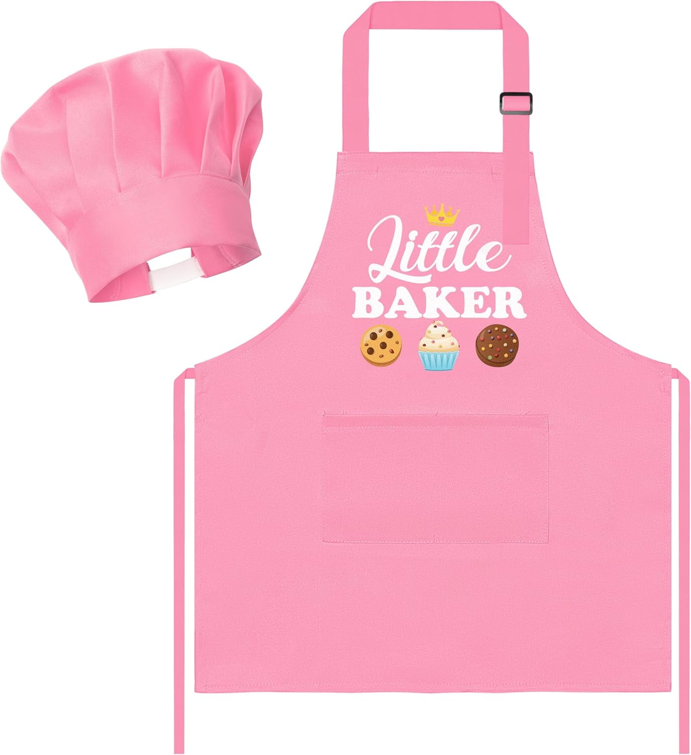 R HORSE 2Pcs Kid Apron And Chef Hat Set, Adjustable Children Pink Baker ...