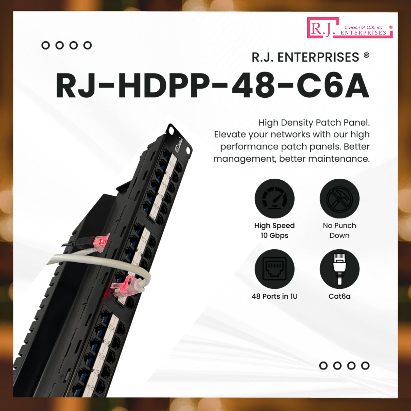 R.J. Enterprises - HDPP-48-C6A - High Density Patch Panel, Tool-less ...