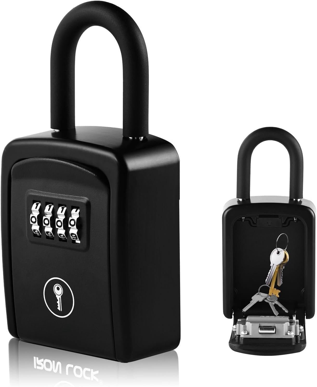 (R) Key Box Portable with U-Shackle - Small Heavy-Duty Safe with 4 ...