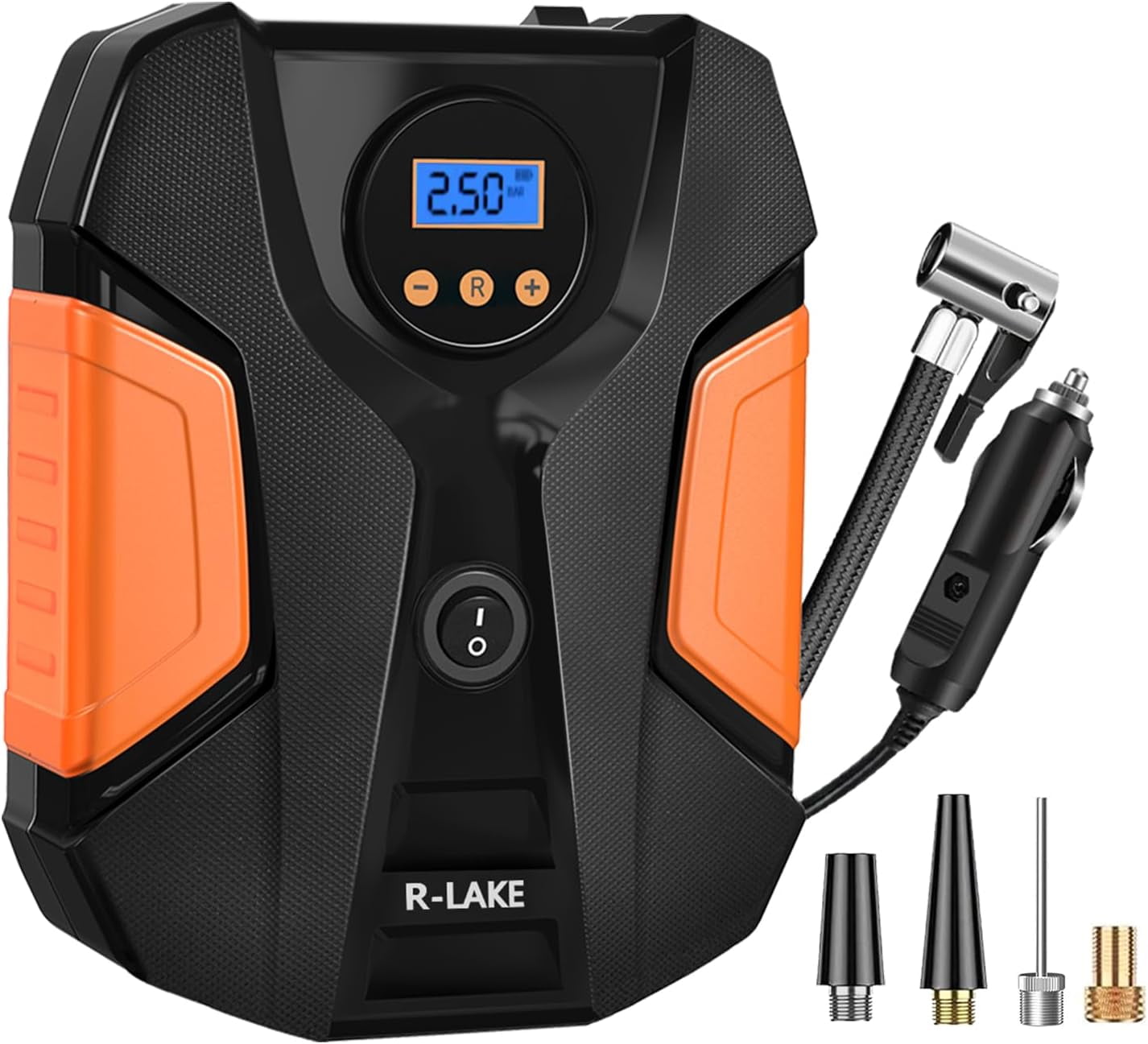 R-LAKE 12V Portable Digital Pressure Gauge Tire inflator Pump - Black ...