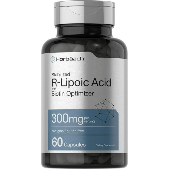 Horbaach R Lipoic Acid 300mg | Health Protection | 60 Caps with Biotin ...