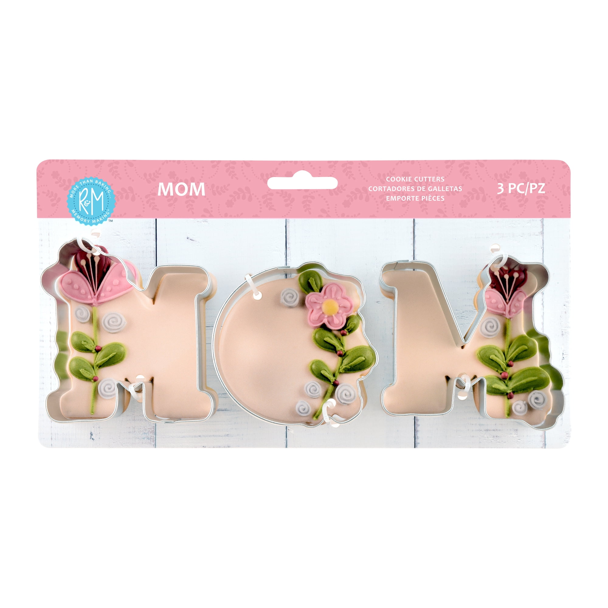 R&M International High-Quality Steel Mom 3-Piece Cookie Cutter Set for ...