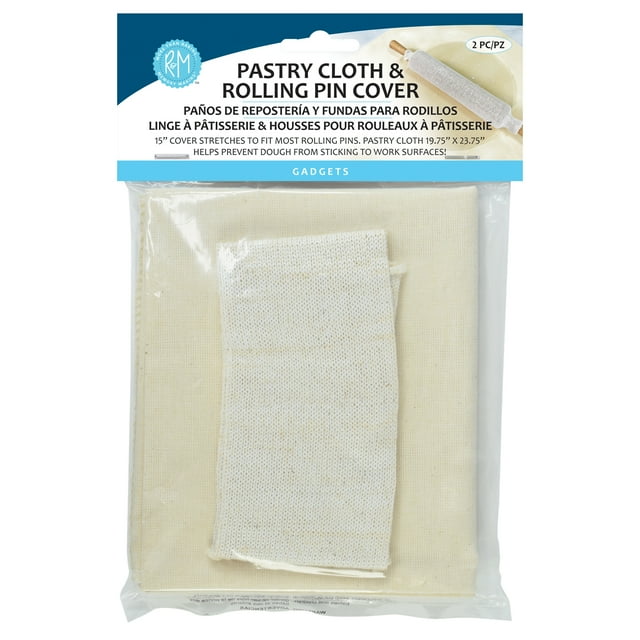 R&M International Pastry Cloth and Rolling Pin Cover 2 PC Set Non Stick ...