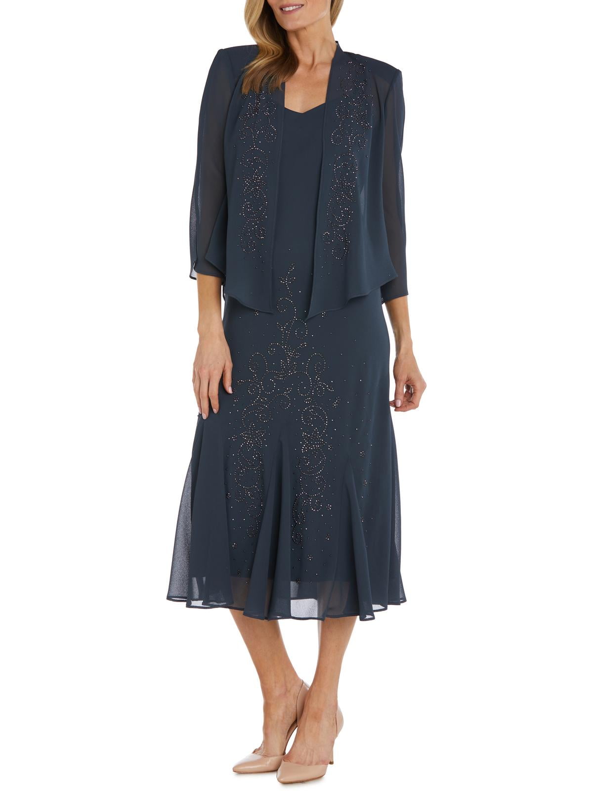 R&M Richards Women’s Two-Piece Embellished A-Line Midi Dress with ...