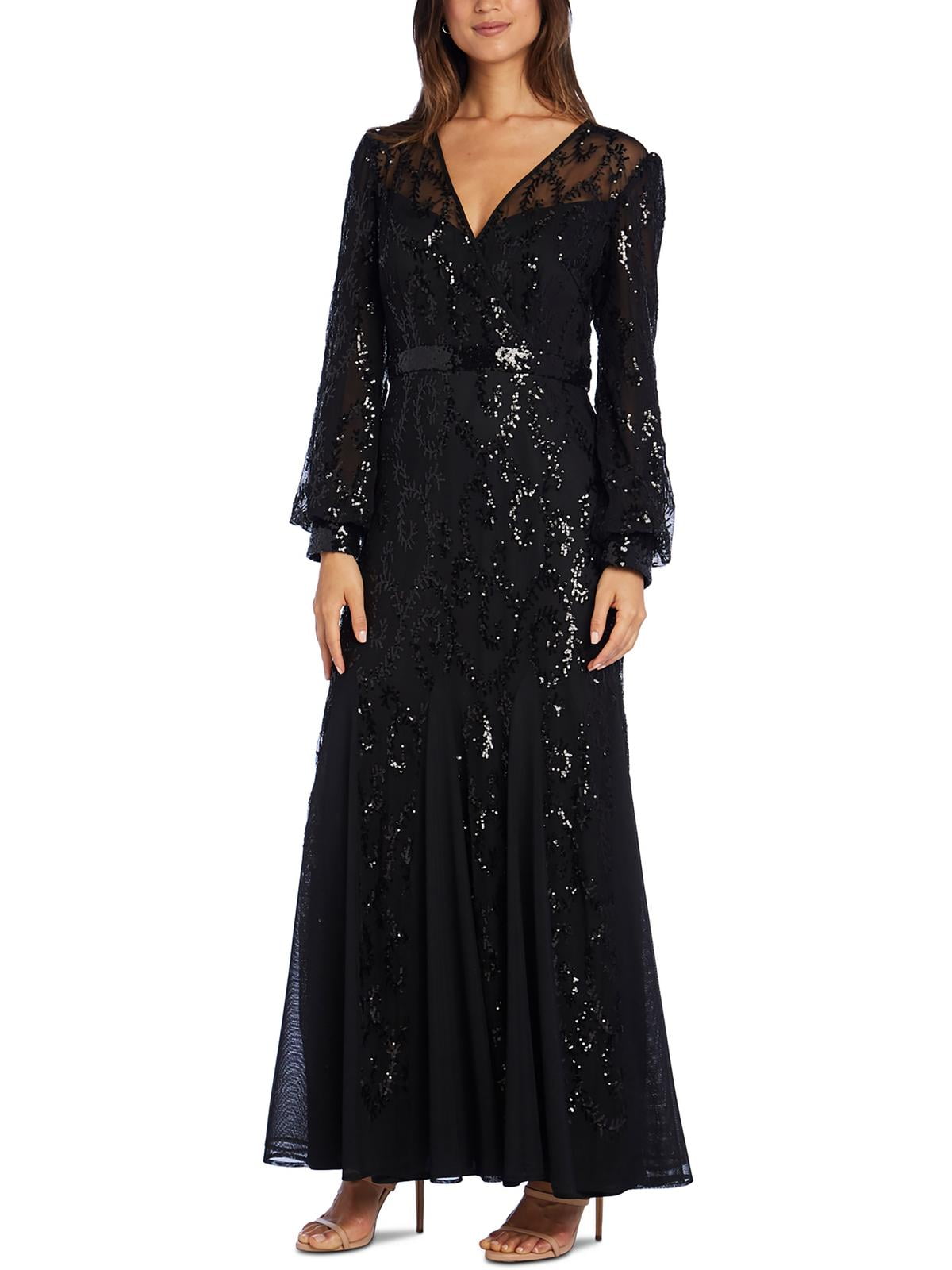 R&M Richards Womens Sequined Mesh Evening Dress - Walmart.com