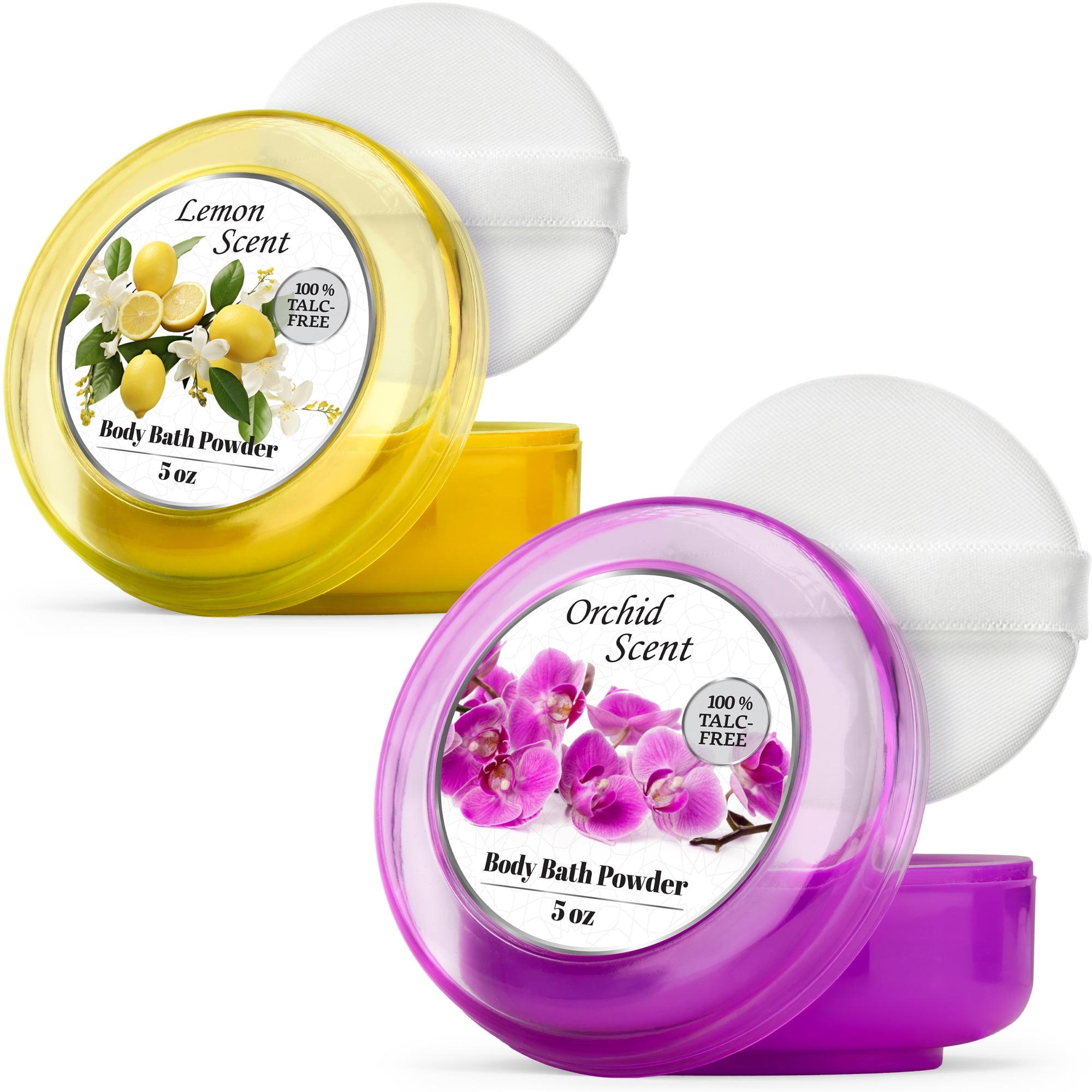 R-NEU 2 Pack Talc-Free Body Powder with Powder Puff, Luminous Lemon ...