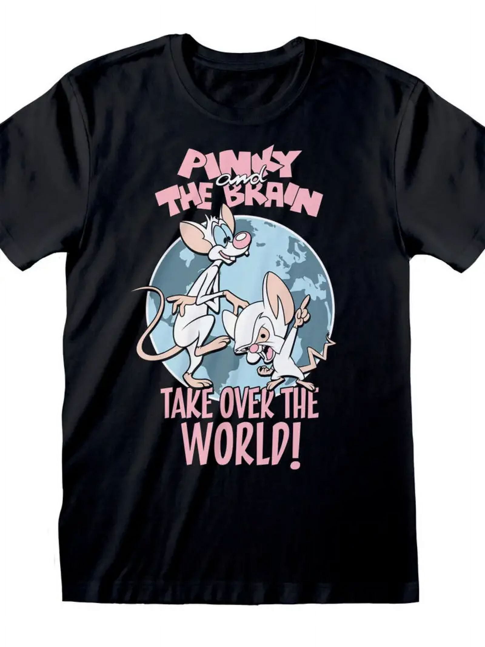 R OFFICIAL ANIMANIACS PINKY AND THE BRAIN 'TAKE OVER THE WORLD' BLACK T ...