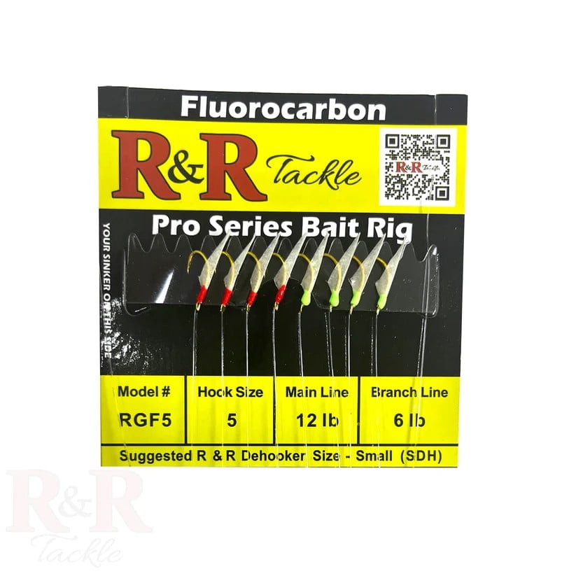 R & R Tackle (10 Pack) Size 5 Fluorocarbon Sabiki/ Bait Rig Red/ Green ...