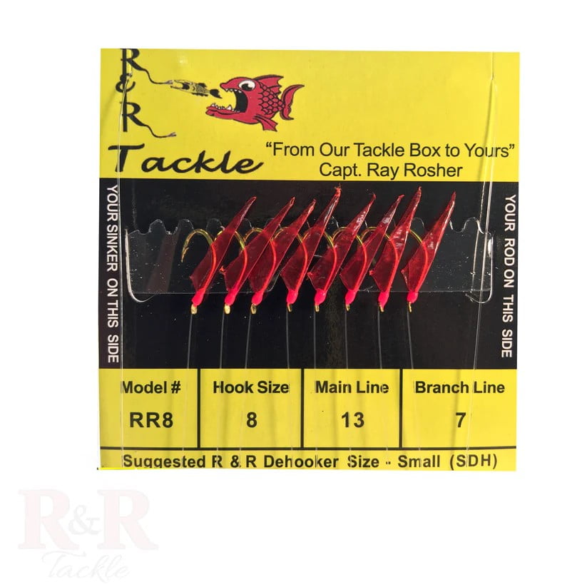 R & R Tackle (10 Pack) Size 8 Monofilament Sabiki/ Bait Rig Green Head ...