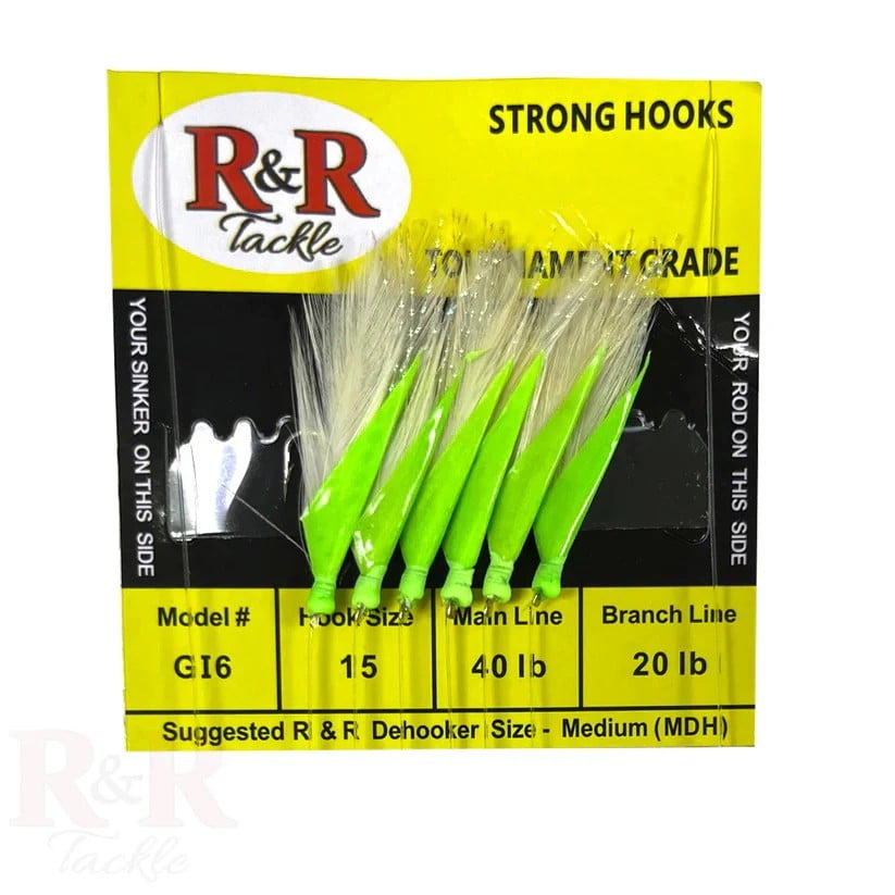 R&R Tackle (5 Pack) Sabiki Goggle Eye Rig White Feathers with Flash ...