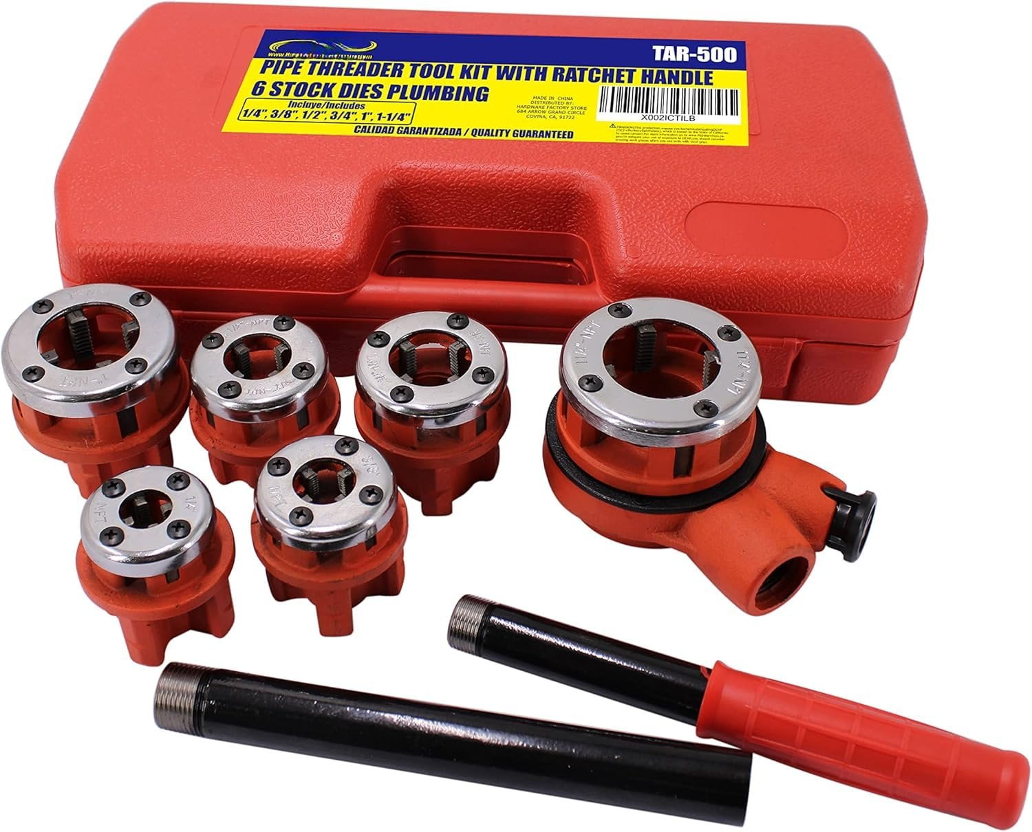(R Ratchet Pipe Threader Kit - Ratcheting Pipe Threading Tool Set with ...