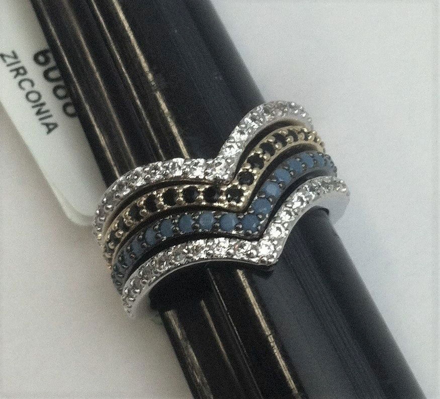 R.S. Covenant 030 sz 8 6088 2 Tone 4 Piece V Shape Multi Stone ...