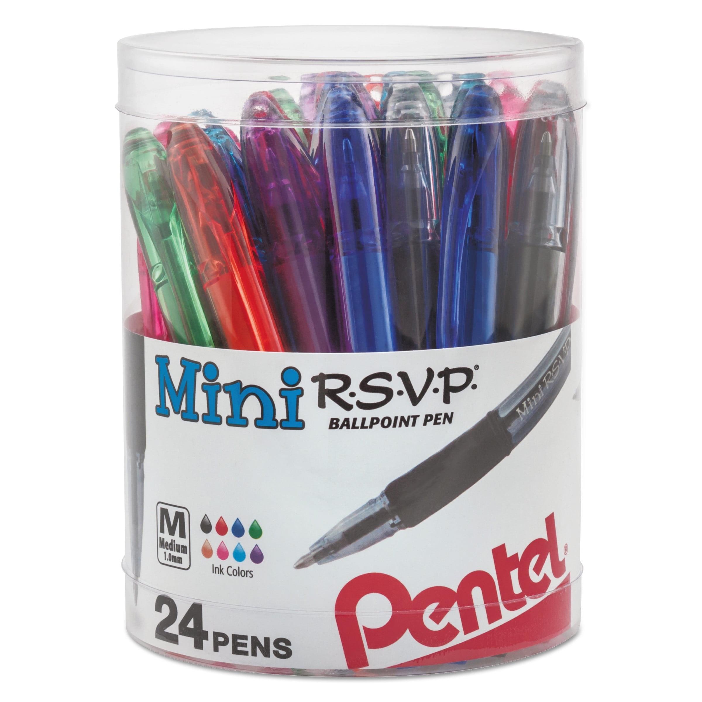 R.S.V.P. Mini Ballpoint Pen, Medium 1mm, Smooth Writing, Assorted ...