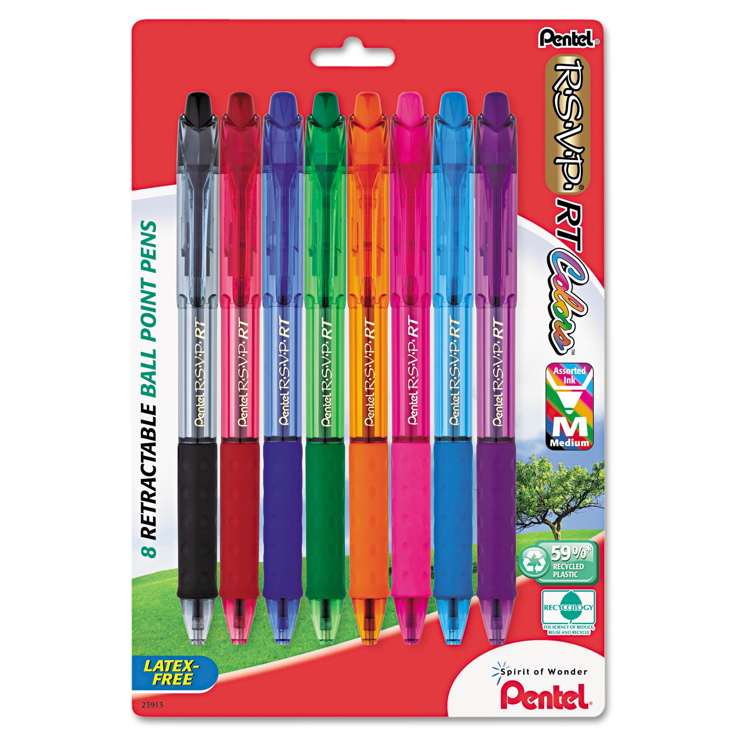 Pentel, Retractable Ballpoint Pen, 1mm, Assorted Ink 8 Pack - Walmart.com