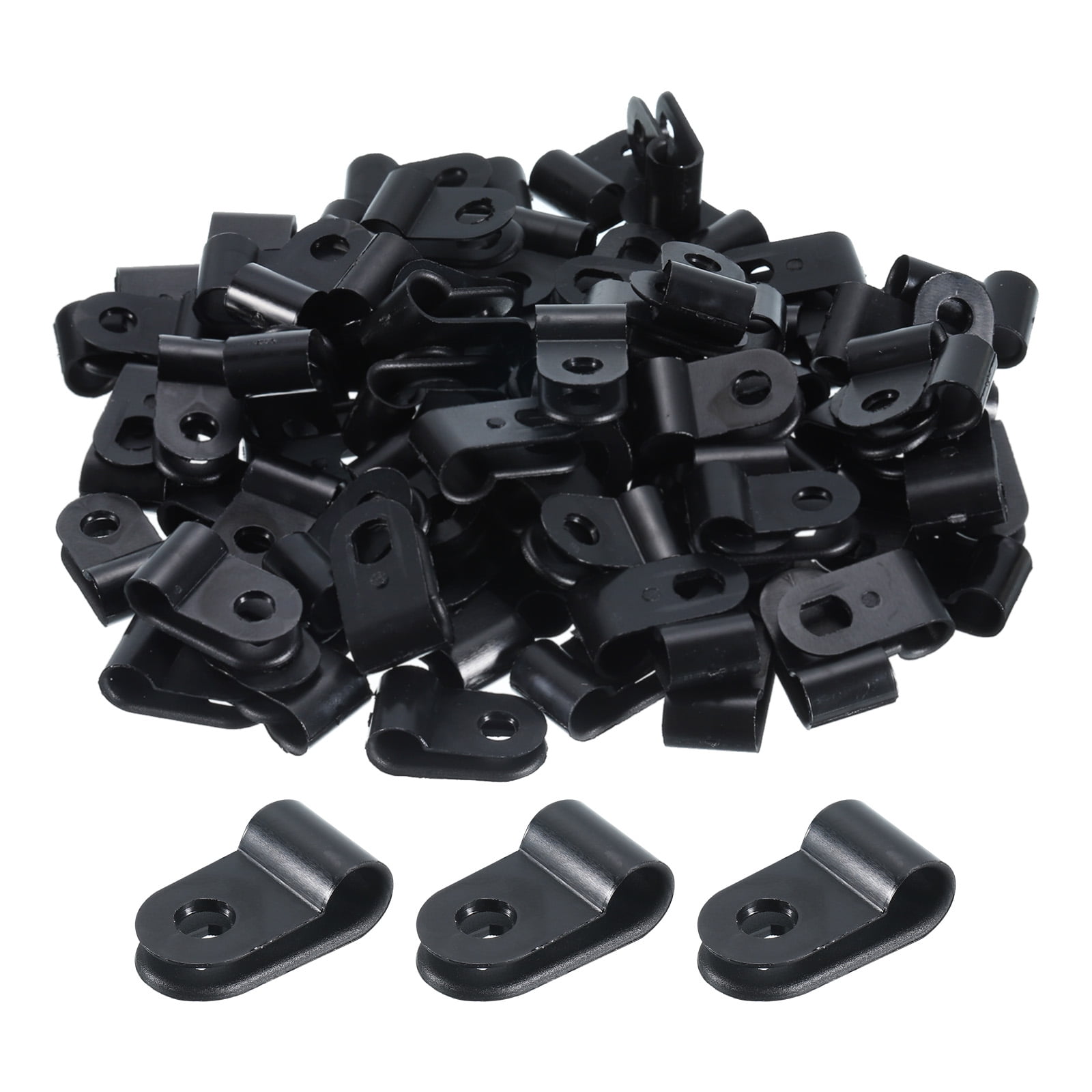 R-Type Cable Clamps, 5.2mm 0.2 Inch Cable Organizer Cord Clips Black ...