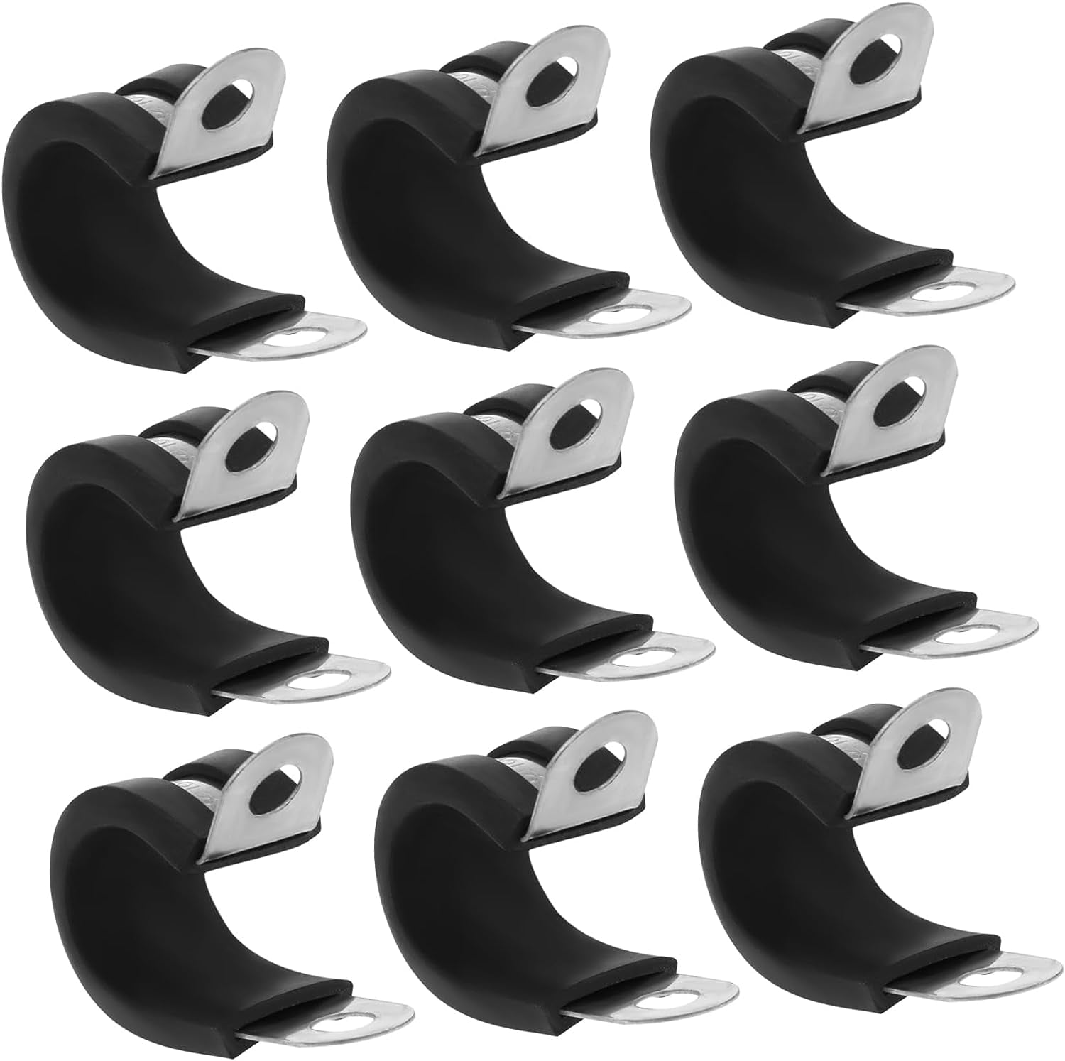 R-Type Cable Clip Wire Clamp 30pcs Stainless Steel Rubber Hose Clips ...