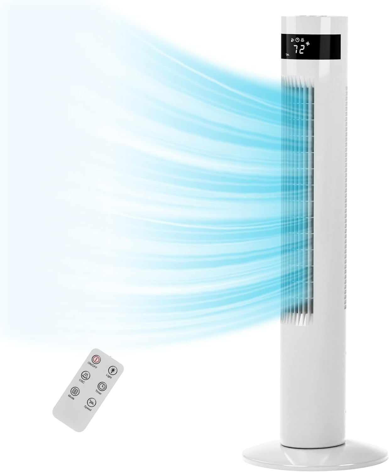 R.W.FLAME White 36" Tower Fan with Remote Control, 3 Modes, LED Display ...