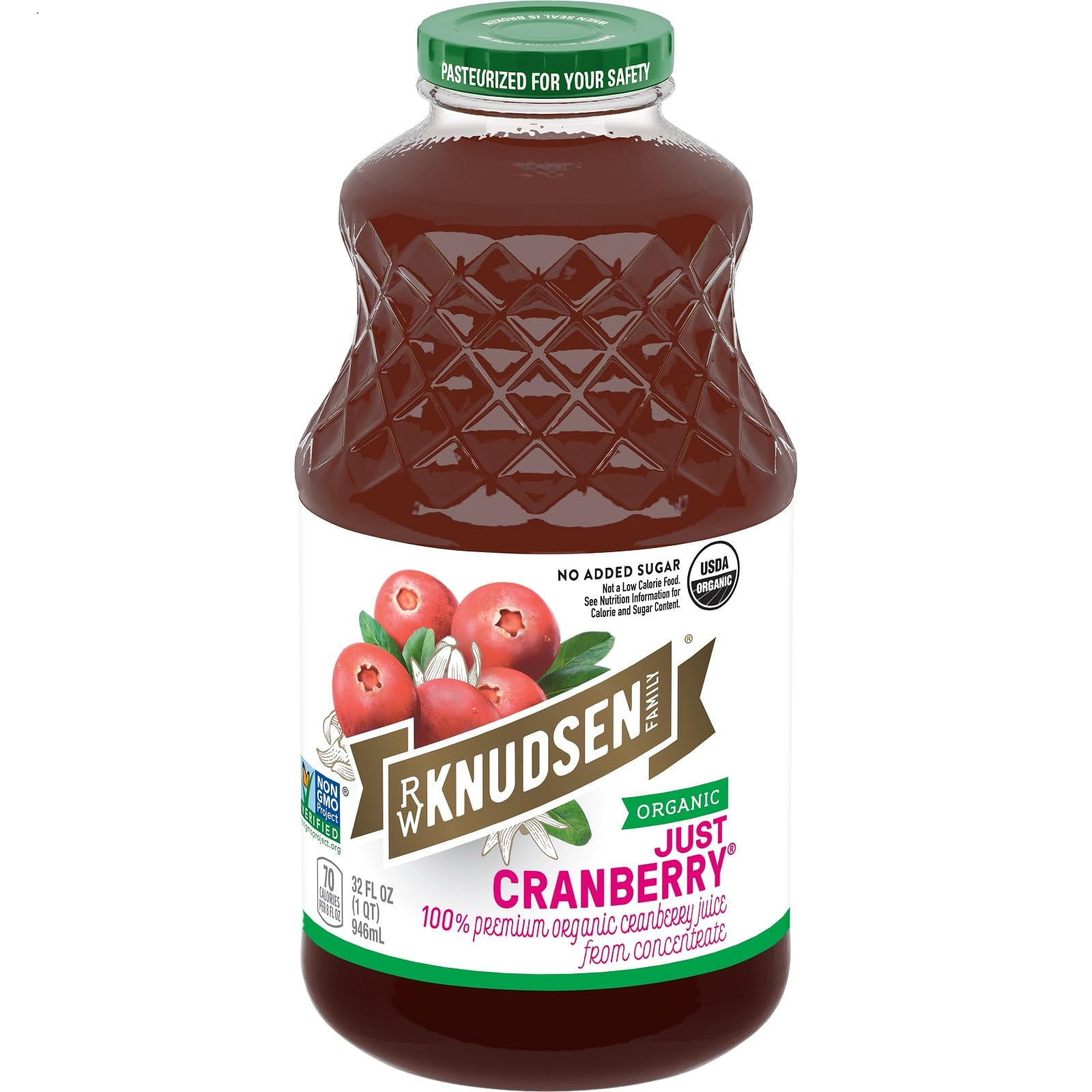 R.W. Knudsen Organic Just Cranberry Juice, 32 fl oz (Pack of 6 ...