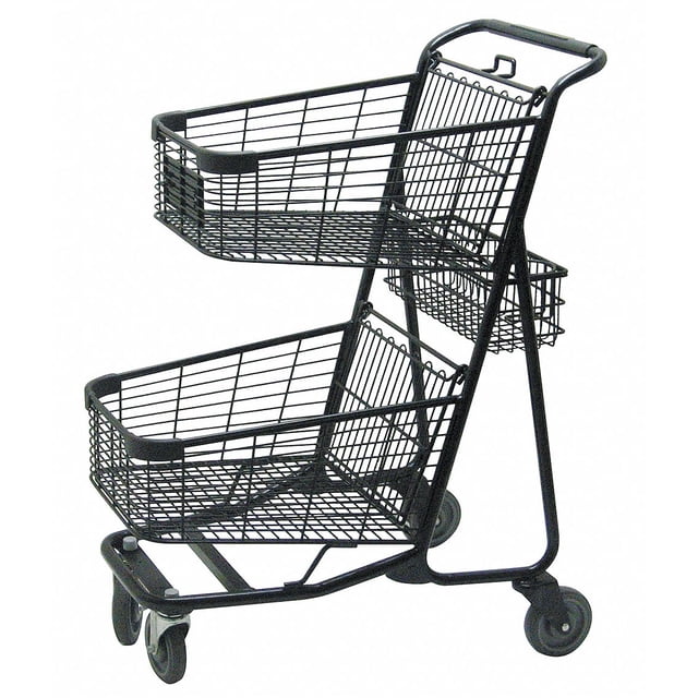 R.W. Rogers Co Two Tier Shopping Cart,29 In. L,300 lb. RWR-VER-5050BK ...