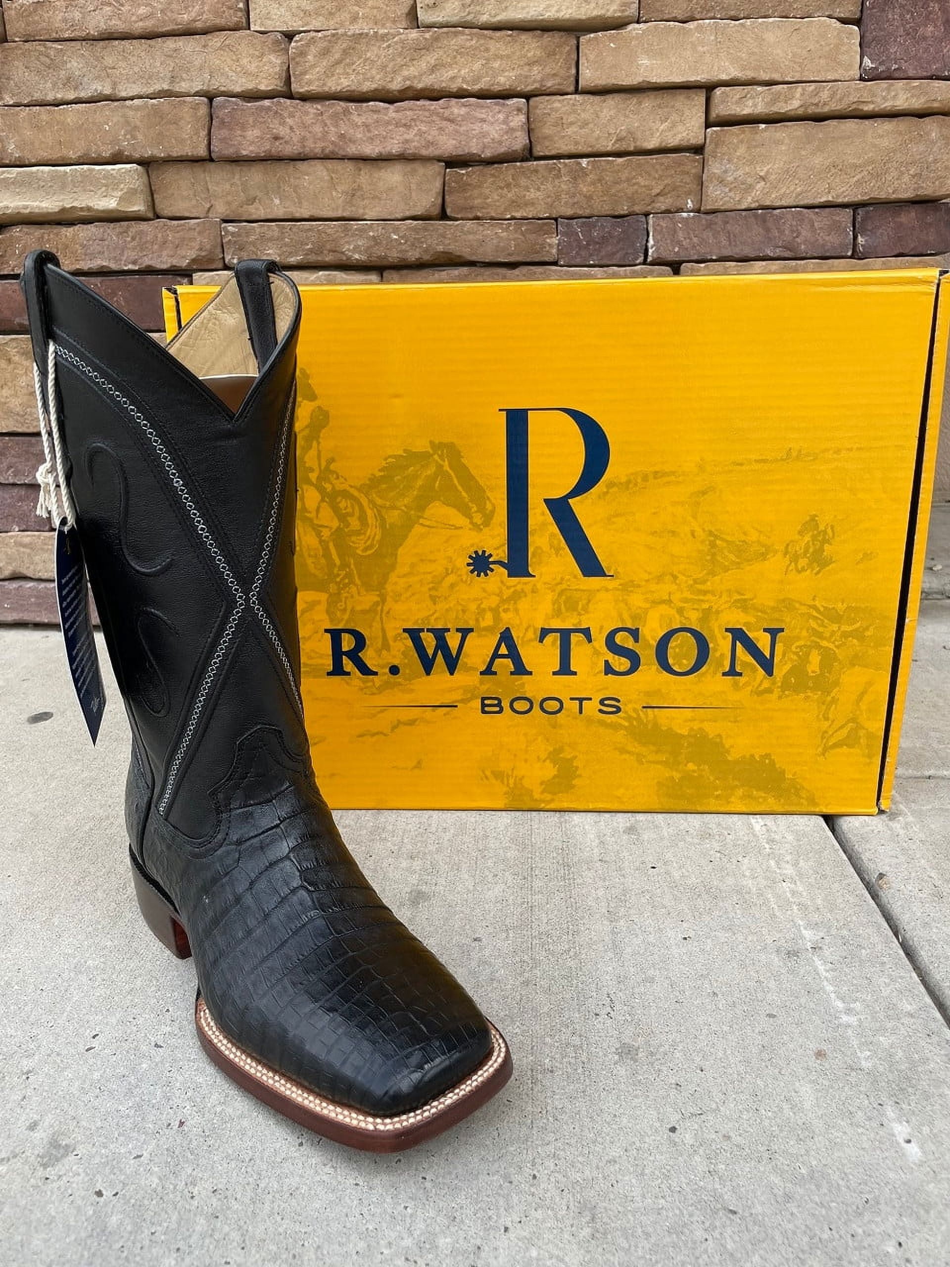 R. Watson Black Caiman Belly Wide Square - Boot Mens Western - Rw2000-2 ...