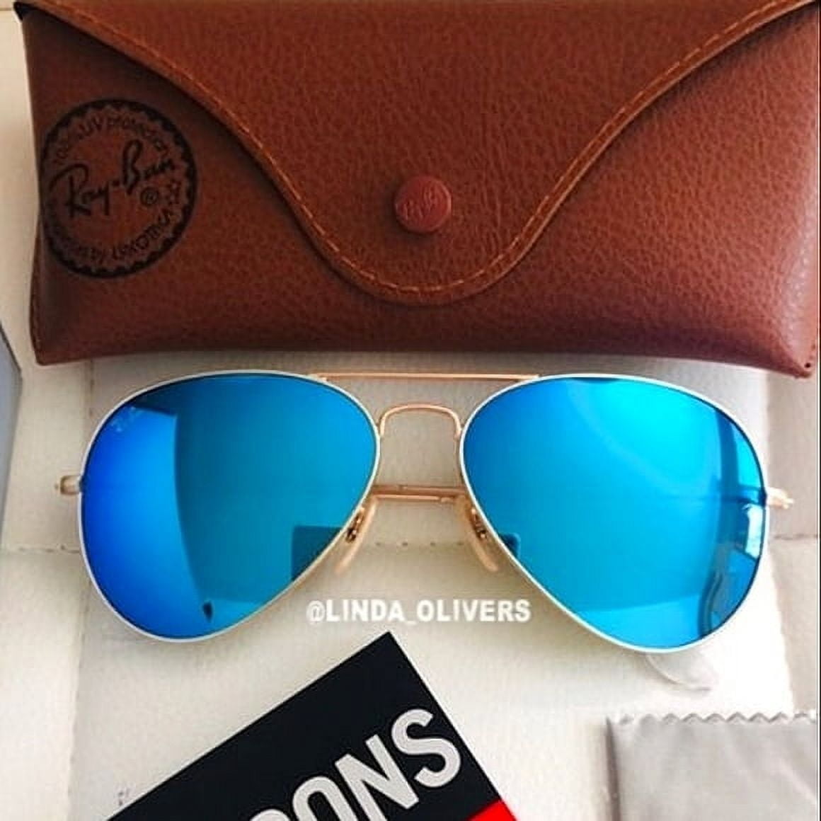 R-ay&-BanFREE SHIPPING Aviator RB3025 Blue Lens Gold Frame - Walmart.com