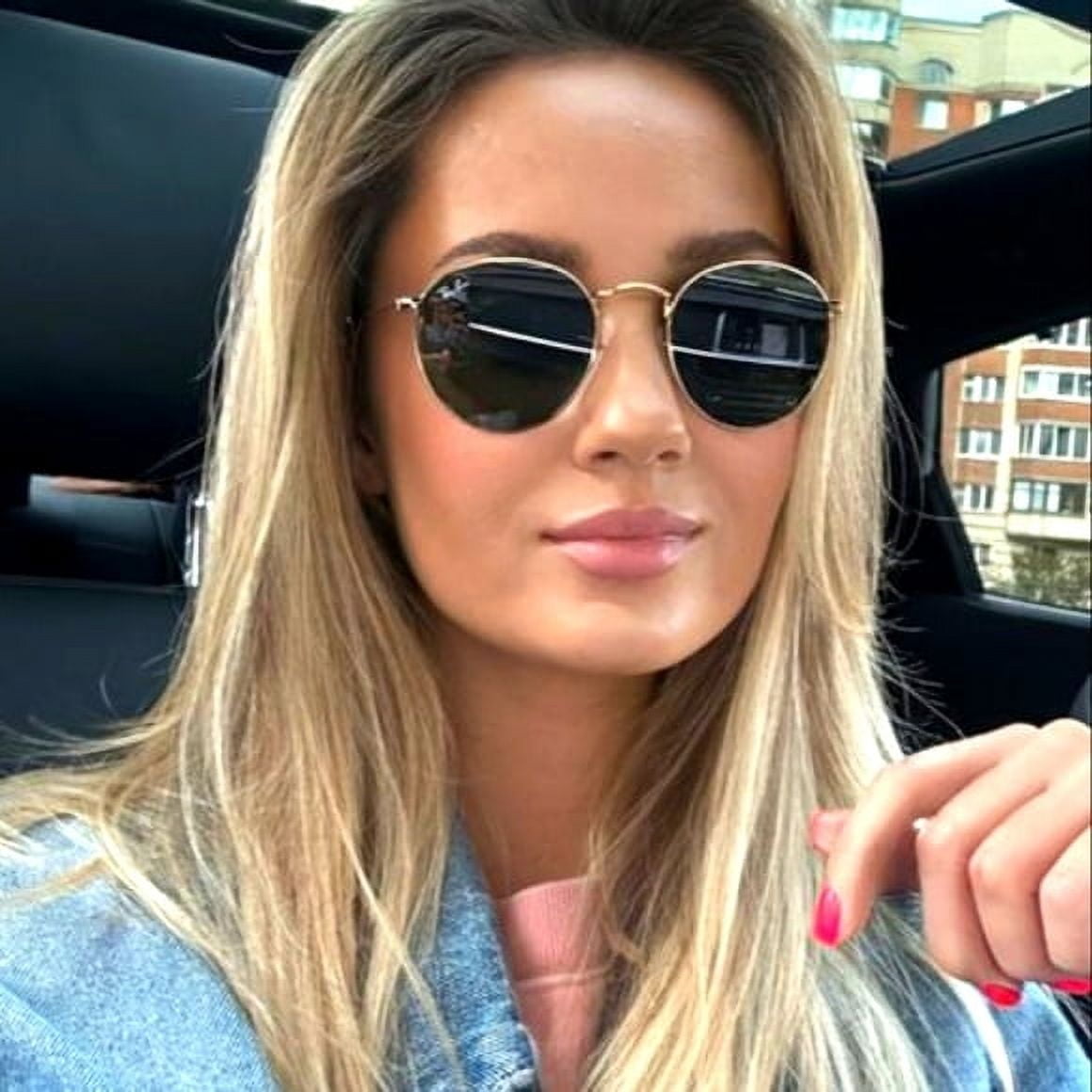 R-ay&-BanLIKE NEW Round Metal RB3447 Green G15 Lens Sunglasses ...