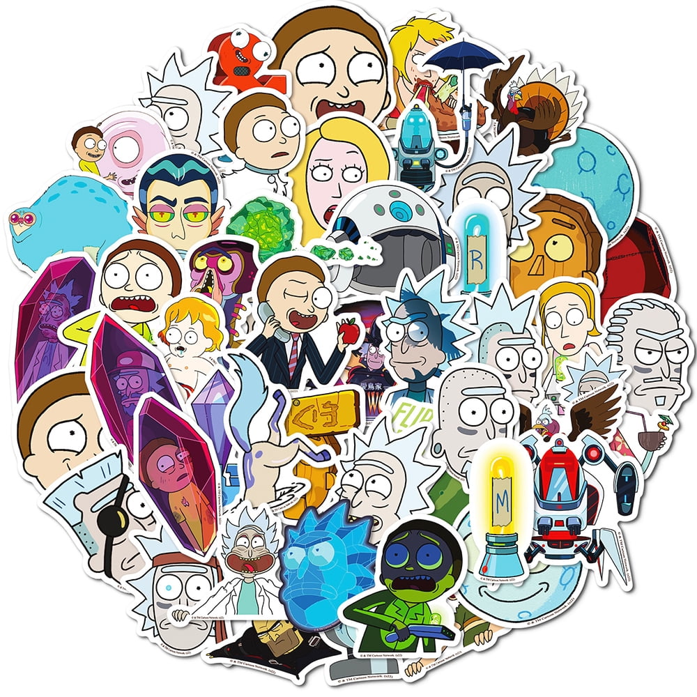 R-ick and M-orty cartoon characters graffiti decorative stickers ...