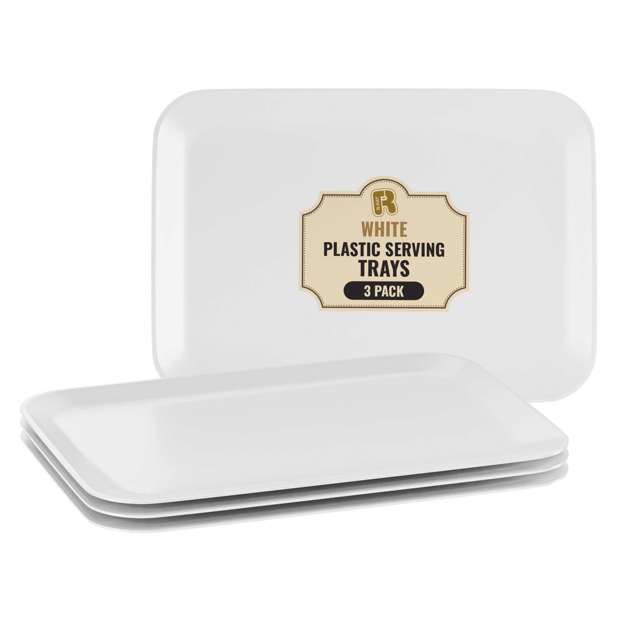 R-kay 3 Pack White Plastic Serving Trays for Party - Rectangular, 8 by ...
