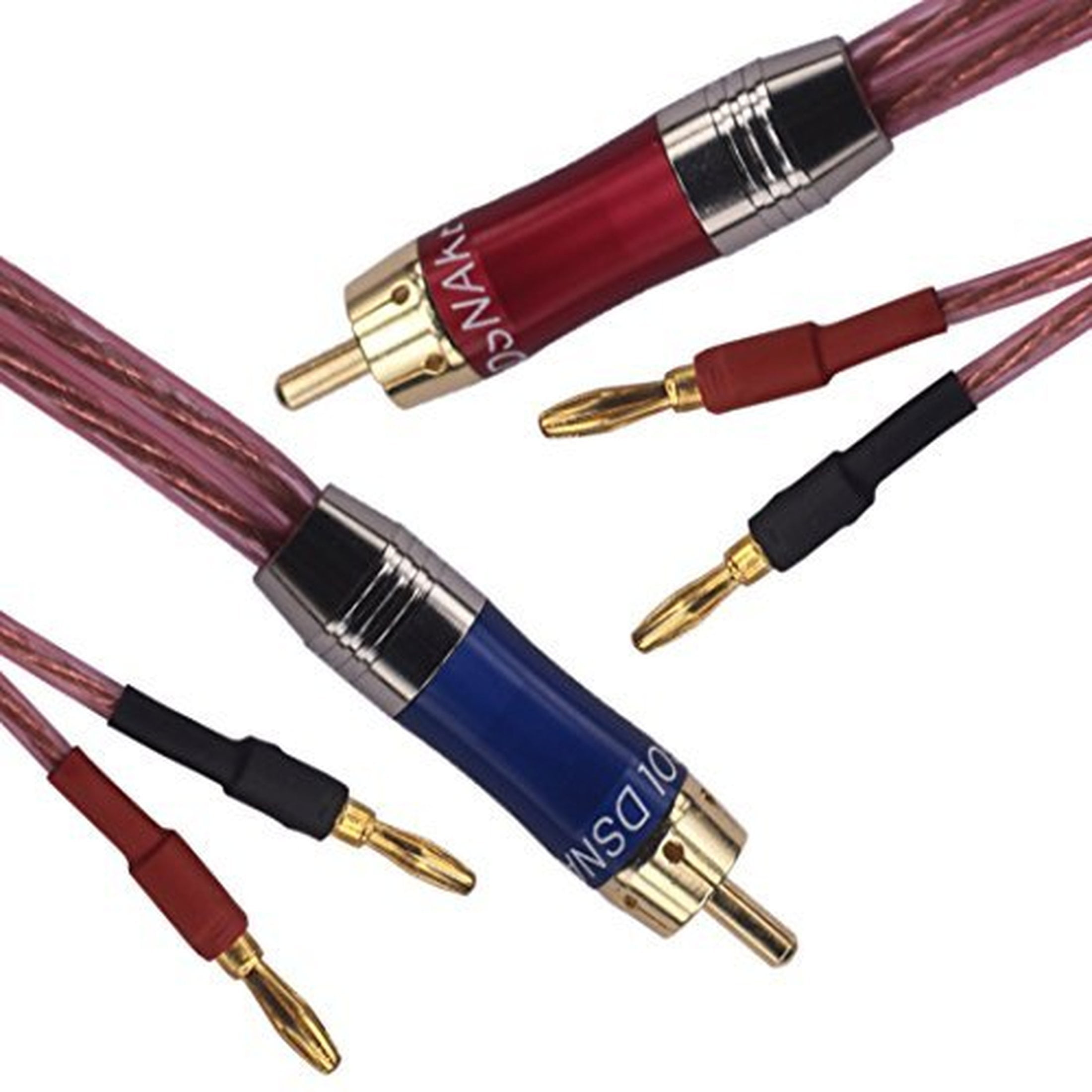 R1-B2-D1 High-Performance Speaker Wire with RCA and Banana Plugs Pair ...