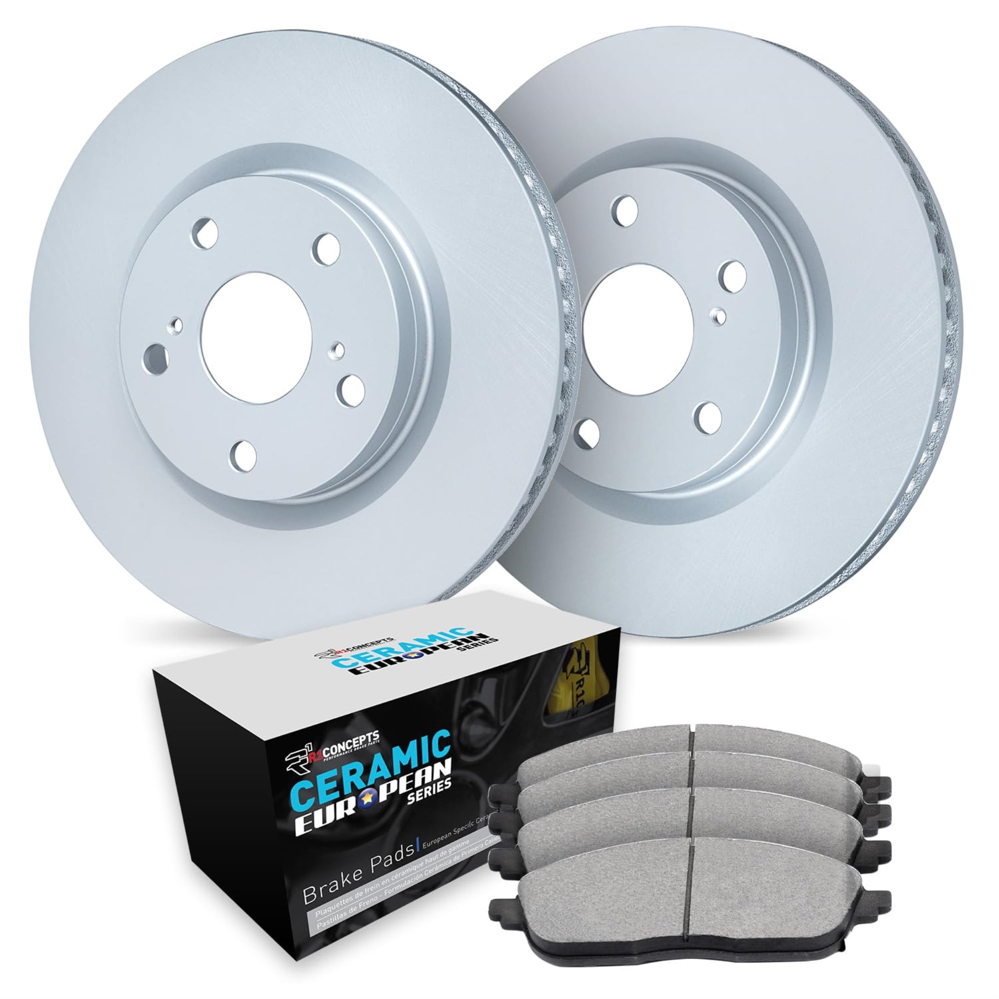 R1 Concepts Carbon Coated Disc Brake Rotor Set with Euro Ceramic Pads ...