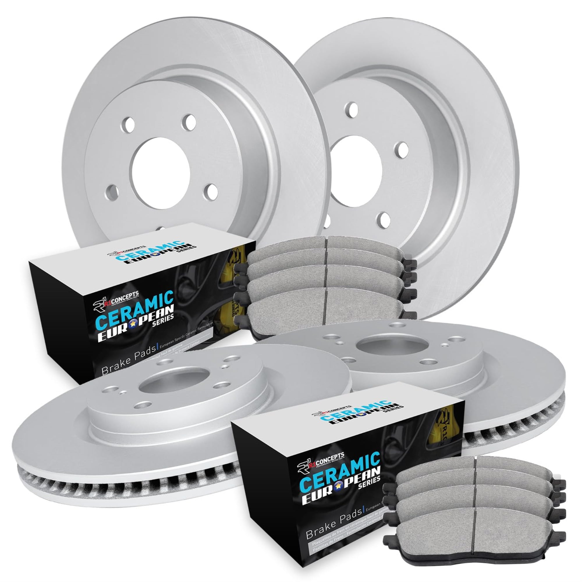 R1 Concepts Carbon Coated Disc Brake Rotor Set with Euro Ceramic Pads ...