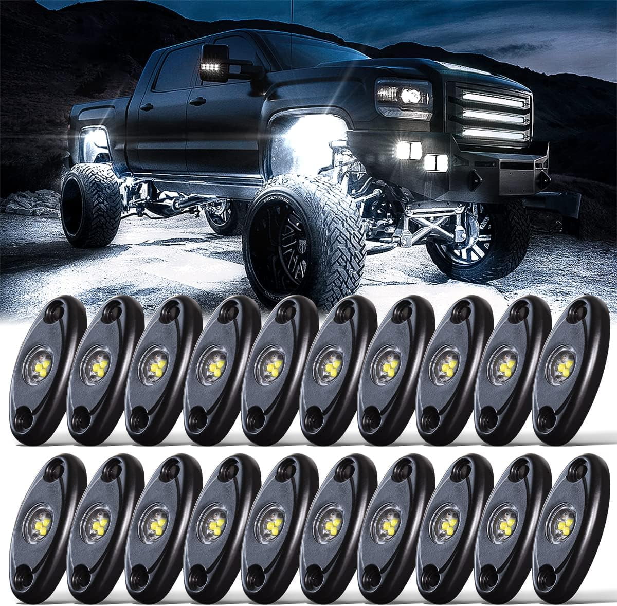 R1 Pure White Rock Lights 20 count for RZR Off Road Boat ATV UTV SUV ...