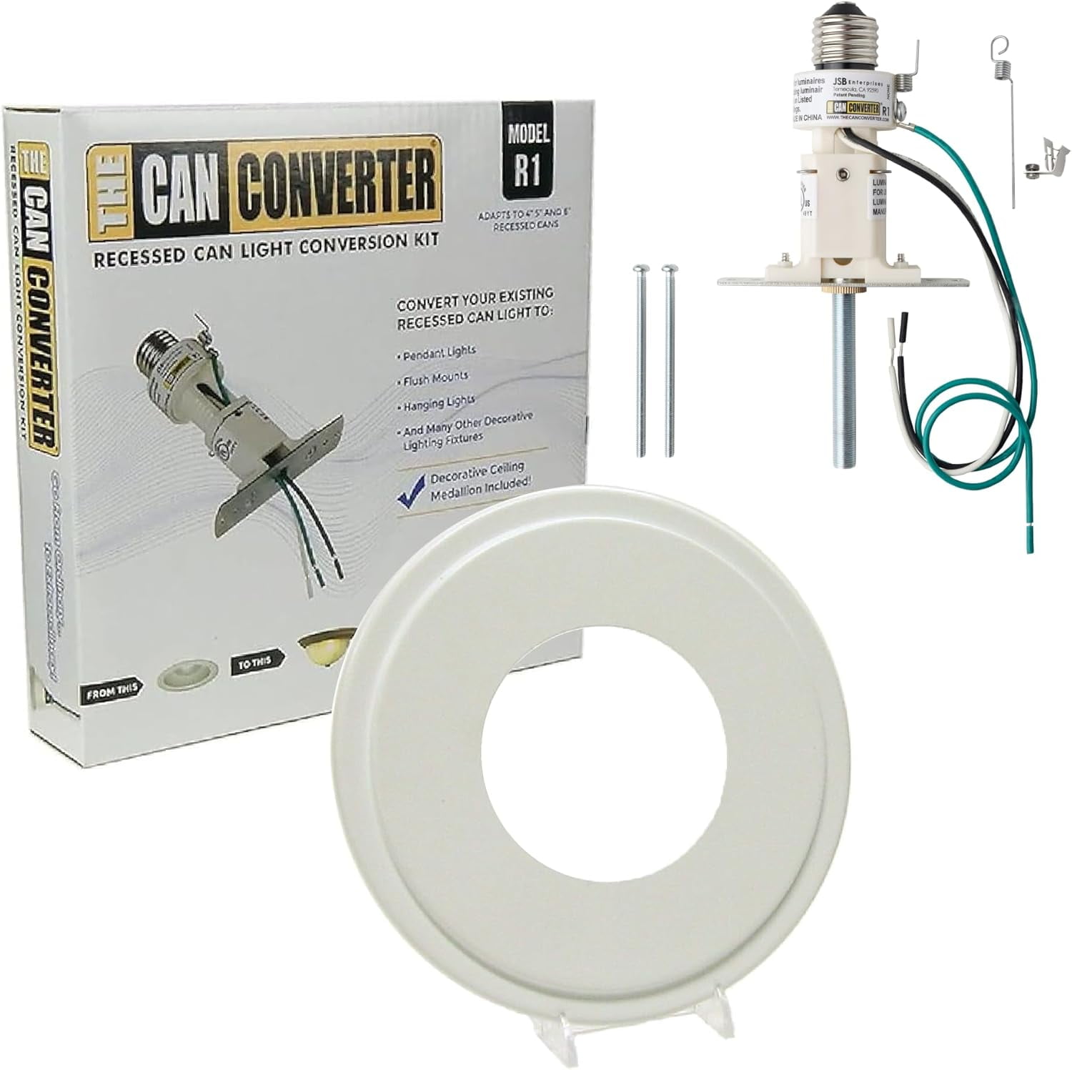 R1, Recessed Can Light Conversion Kit, for Ceiling Light Fixture ...